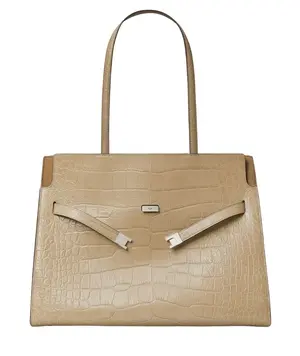 Tory Burch Lee Radziwill Croc-embossed Leather Tote Bag