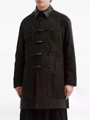 Yohji Yamamoto Toggle-fastening Leather-collar Duffle Coat