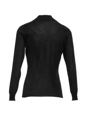 Elie Saab Sheer-knit Mock-neck Sweater