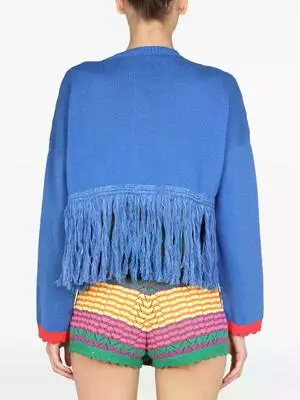 ALESSANDRA GALLO Fringed Logo-embroidered Sweater