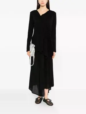 Yohji Yamamoto Lace-up Long-sleeve T-shirt - Black