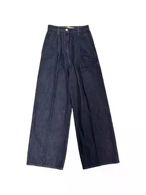 MERCI Wide-leg Pleated Jeans - Blue