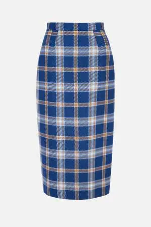 EMILIA WICKSTEAD Lorelei Skirt In Check Shetland Tartan - Navy