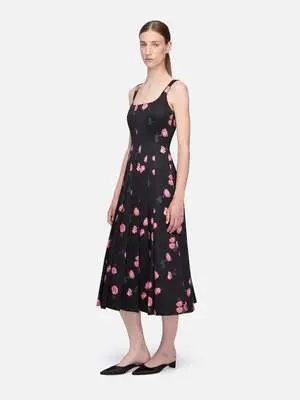 EMILIA WICKSTEAD Adele Dress In Pink Ditsy Chrysanthemum On Taffeta Faille