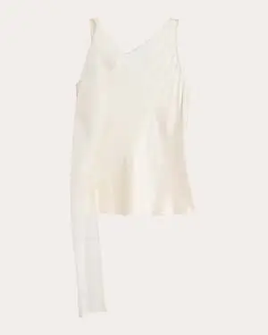 Helmut Lang Silk Asymmetric Scarf Sleeveless Top - White