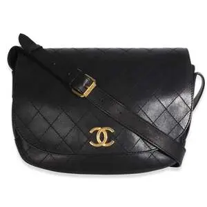 Chanel Quilted Calfskin Half Moon Flap Messenger Bag