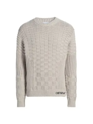 Off-White Arrow 3d Stitch-knit Crewneck Sweater - Stone