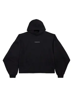 Balenciaga Back Cropped Hoodie - Black