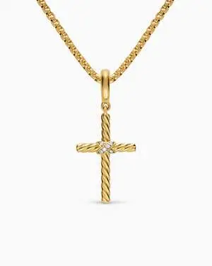 David Yurman Cross Amulet In 18k Yellow Gold With Diamonds
