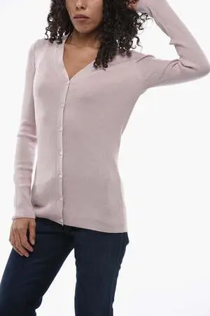 Prada Ribbed Cardigan - Pink