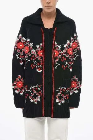 Moncler Embroidered Maxi Cardigan - Black
