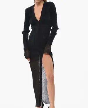 Attico Fitted V-neck Dress
