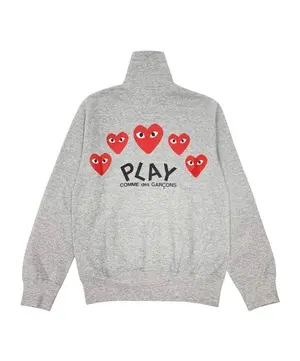 Play Comme Des Garcon Heart-printed Zipper Hoodie
