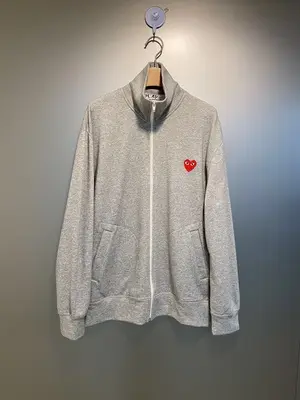 Play Comme Des Garcon Heart-printed Zipper Hoodie
