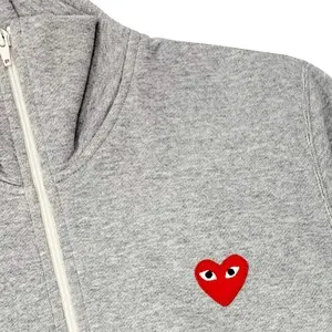 Play Comme Des Garcon Heart-printed Zipper Hoodie