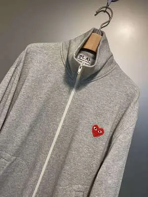 Play Comme Des Garcon Heart-printed Zipper Hoodie
