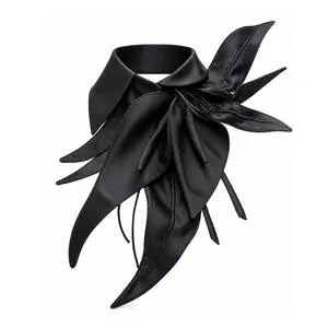 JULIA ALLERT Evening Satin Flower-petal Collar - Black