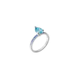 Arte Madrid Sprinkles Pavé Solitaire Ring Sapphire - Blue