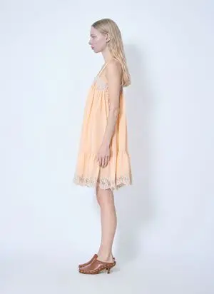 Chloé Thin-strap Mini Dress In Silk Georgette & Lace