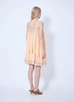 Chloé Thin-strap Mini Dress In Silk Georgette & Lace