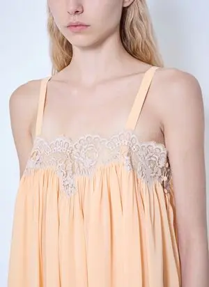 Chloé Thin-strap Mini Dress In Silk Georgette & Lace