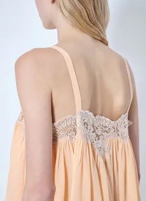 Chloé Thin-strap Mini Dress In Silk Georgette & Lace