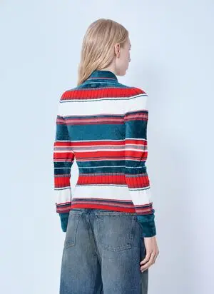 Lacoste Runway Textured Striped Polo Collar Sweater