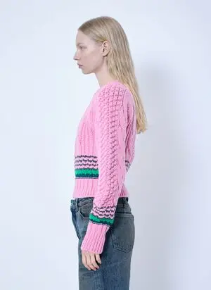 Lacoste Runway Striped Textured Wool Sweater