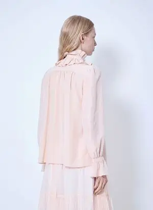 Chloé Tie-front Ruffled Blouse In Crêpe De Chine