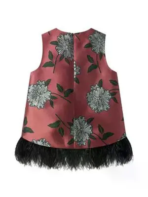 La DoubleJ La Scala Feather-trim Top