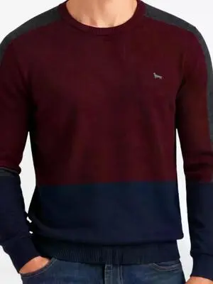 HARMONT & BLAINE Colour-block Embroidered-logo Sweater - Red