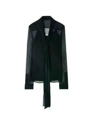 Burberry Check Silk Scarf Blouse - Black