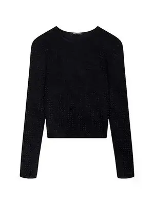 Armani Exchange Strass-embellished Long-sleeve Sweater - Black