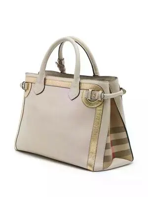 Burberry 2000-2017 Medium Bicolor Leather And House Check Canvas Banner Satchel