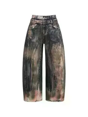 FENG CHEN WANG Double-waistband Bleached Jeans - Brown