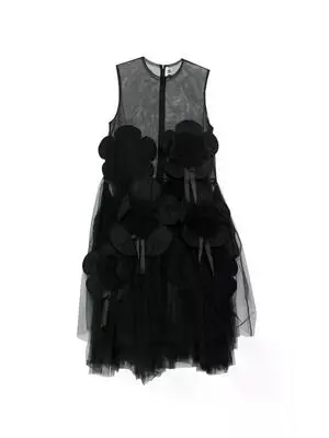 Noir Kei Ninomiya Floral-appliqué Tulle Midi Dress - Black