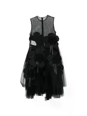 Noir Kei Ninomiya Floral-appliqué Tulle Midi Dress