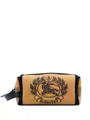 Burberry 2000-2017 Archive Crest Knit Toiletry Pouch Clutch Bag