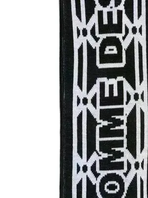 Comme Des Garçons Logo-intarsia Fringed Scarf - Black