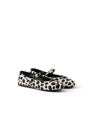 Prada Printed Leather Ballerinas - White