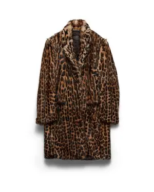 Prada Printed Shearling Coat - Neutral