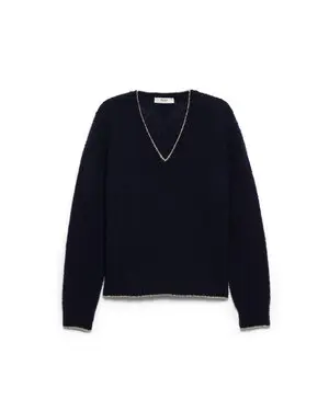 Prada Shetland Wool V-neck Sweater - Blue