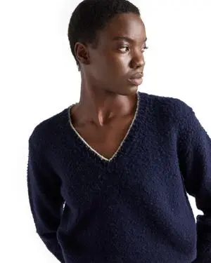 Prada Shetland Wool V-neck Sweater