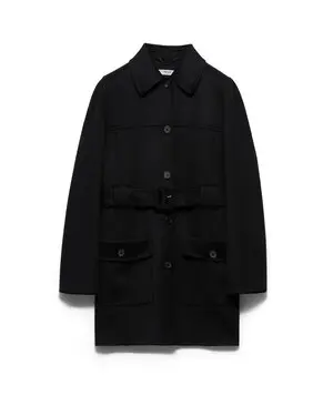 Prada Single-breasted Double Cloth Caban Jacket - Black