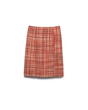 Prada Tweed Midi Skirt - Red