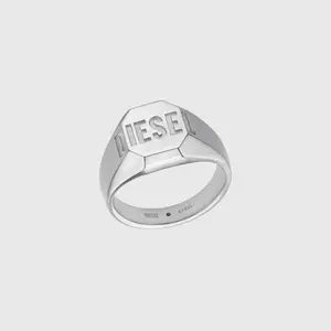 DIESEL® Stainless Steel Signet Ring - Silver