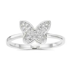 KYLIE HARPER Petite Pave Diamond Cz Butterfly Ring In Sterling - Silver