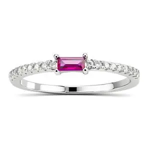 KYLIE HARPER Petite East/west Baguette-cut Ruby Cz Ring In Sterling Silver - Red