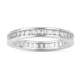 KYLIE HARPER Channel-set Baguette-cut Diamond Cz Eternity Band Ring In Sterling - Silver