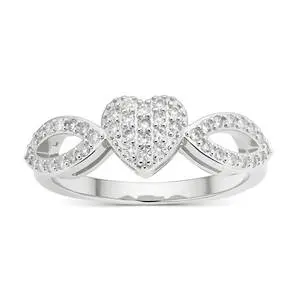 KYLIE HARPER Petite Pave Floral Heart Ring In Sterling - Silver